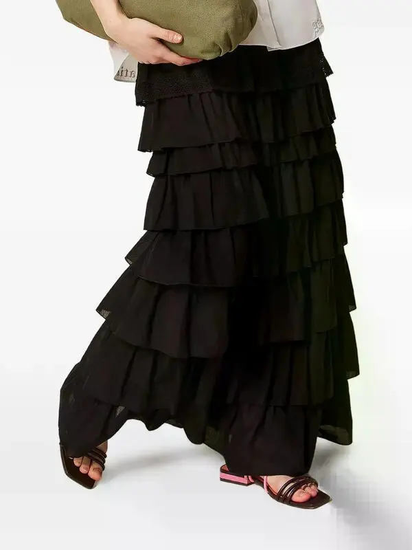 TWINSET Long Ruffled Lace Skirt