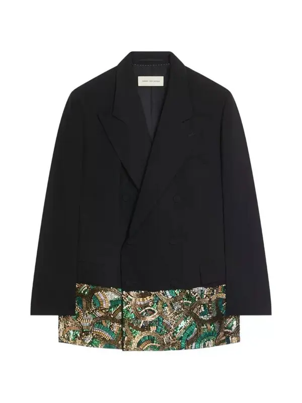 Dries Van Noten Embellished Double-breasted Blazer - Black