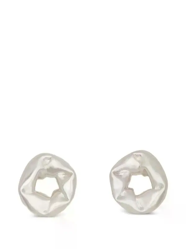 Completedworks Oversized Embellished Scrunch Earrings - Silver
