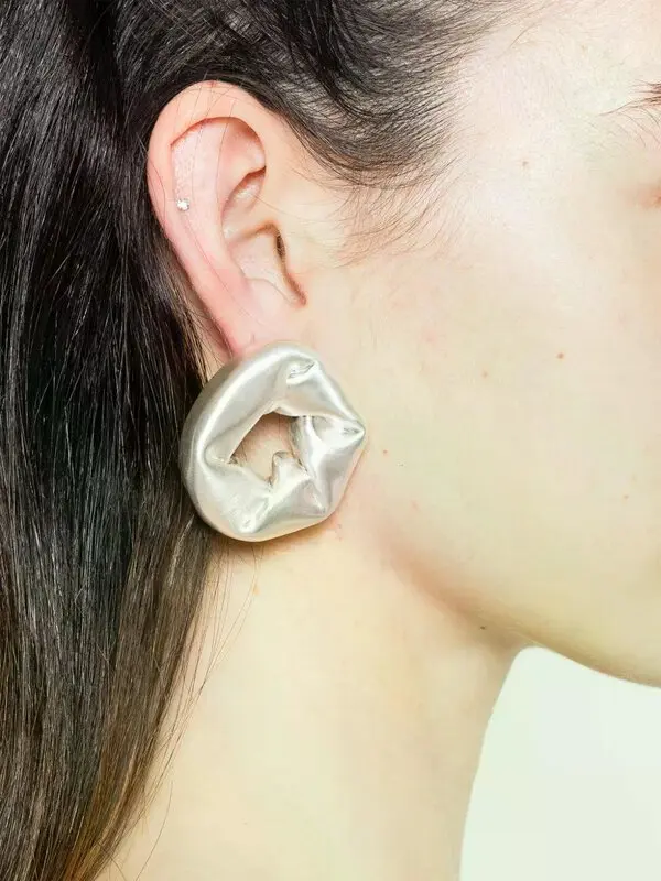 Completedworks Oversized Embellished Scrunch Earrings - Silver