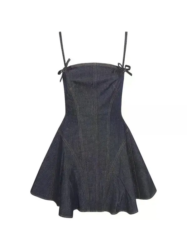 SELF-PORTRAIT Tie-strap Ruffled Playsuit - Blue
