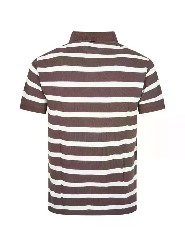 SUN 68 Striped Polo Shirt - Brown