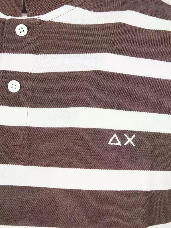 SUN 68 Striped Polo Shirt - Brown