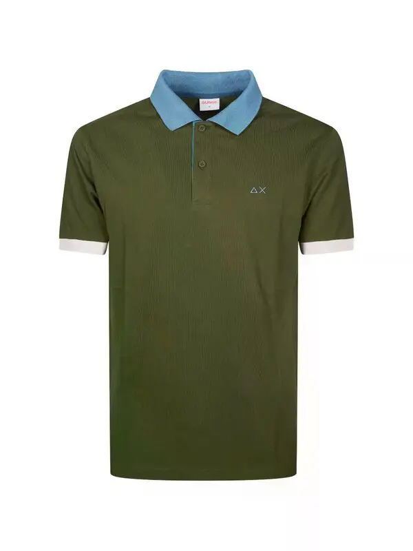 SUN 68 Colourblock Polo Shirt - Green