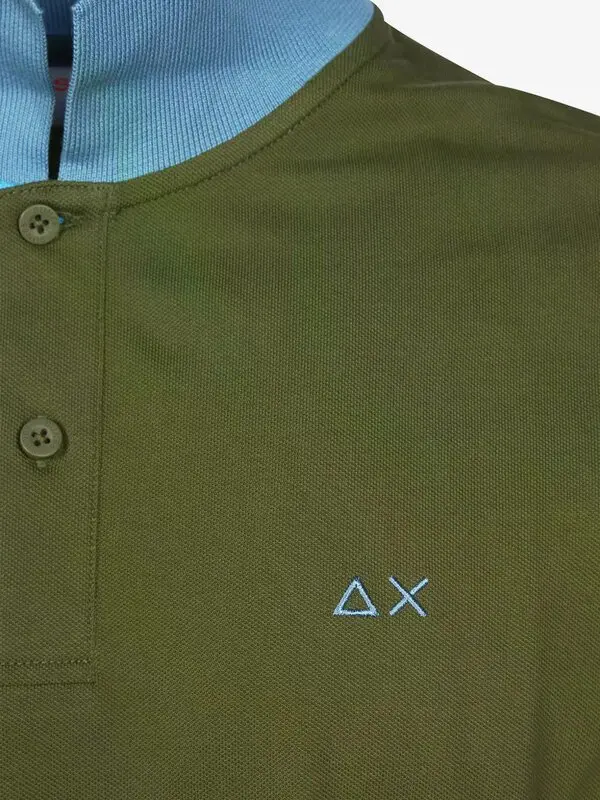 SUN 68 Colourblock Polo Shirt - Green