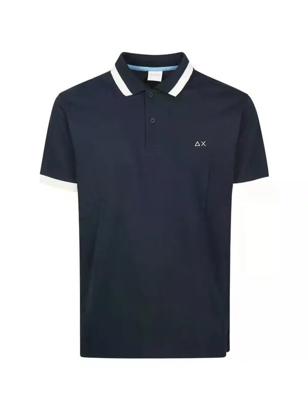 SUN 68 Contrast-trim Polo Shirt - Blue