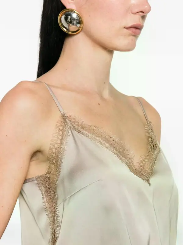 Imperial Lace-trim V-neck Top