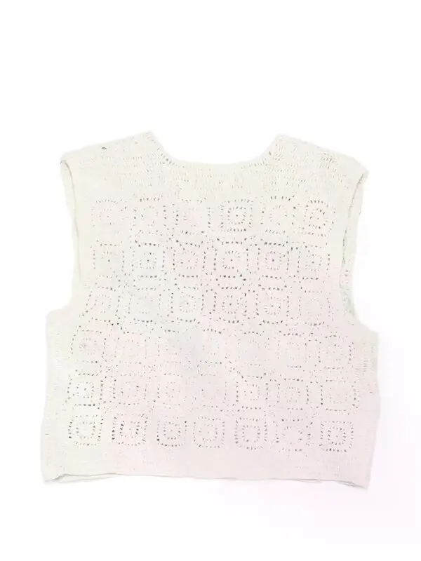 Maison Labiche Piver Crochet Embroidered Gilet - Neutrals