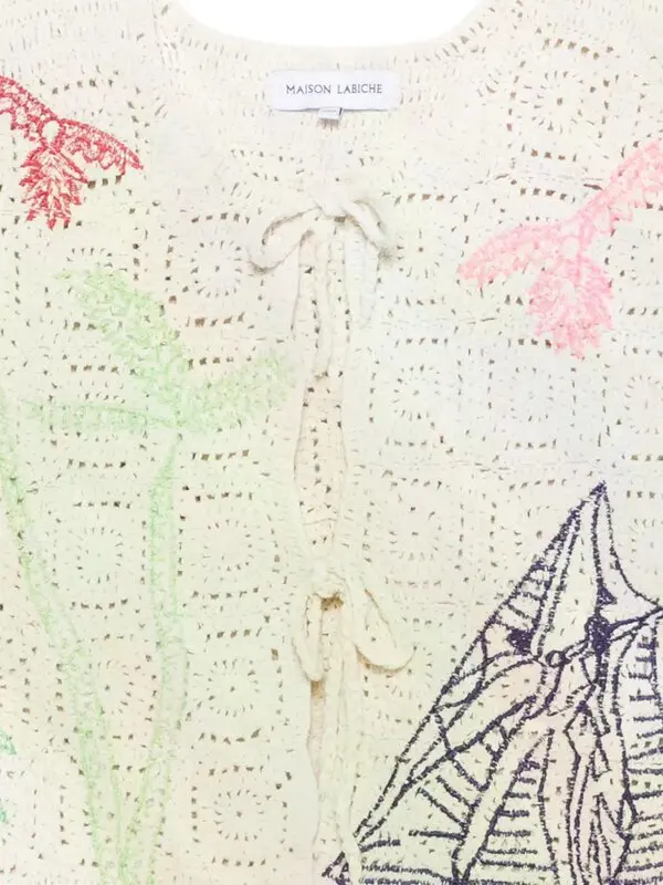 Maison Labiche Piver Crochet Embroidered Gilet - Neutrals