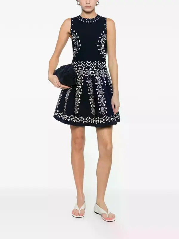 Sandro Scarf-print Knit Mini Dress - Blue