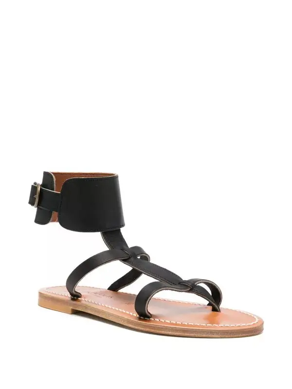 K.JACQUES Ankle-cuff Flat Sandals - Black