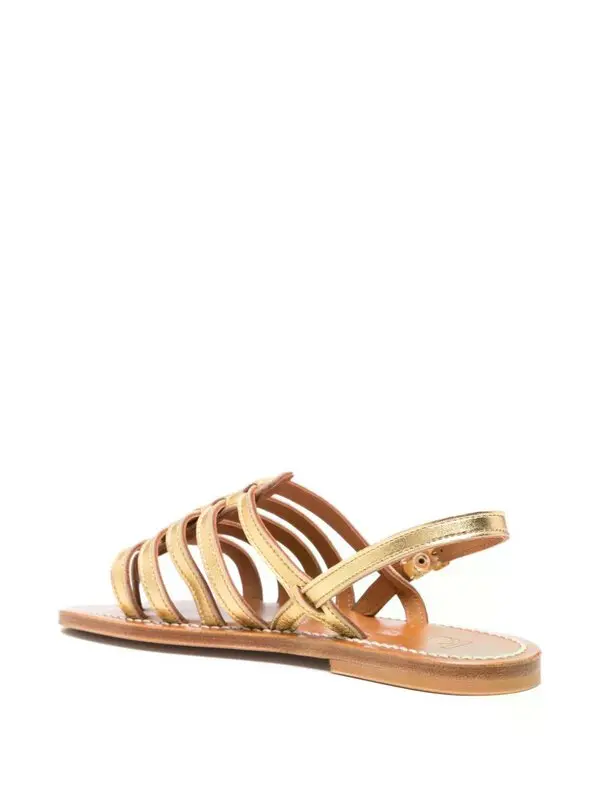 K.JACQUES Metallic-effect Strappy Flat Sandals - Yellow