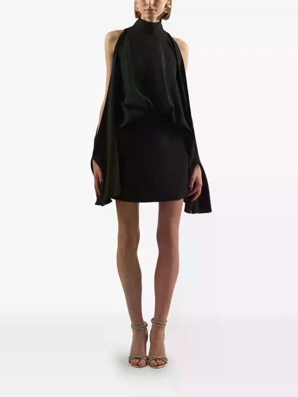 TALLER MARMO Bacall High-neck Open-sleeve Dress - Black