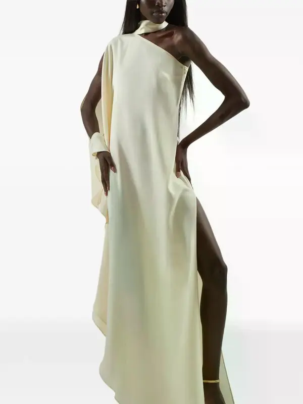 TALLER MARMO Florinda One-shoulder Slit Dress - Neutrals