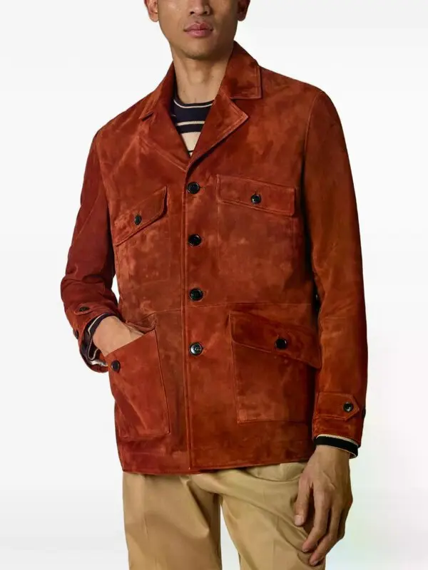 Paul Smith Buttoned Suede Shirt Jacket - Red