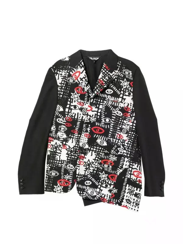 Comme Des Garçons Asymmetric Graphic Print Blazer