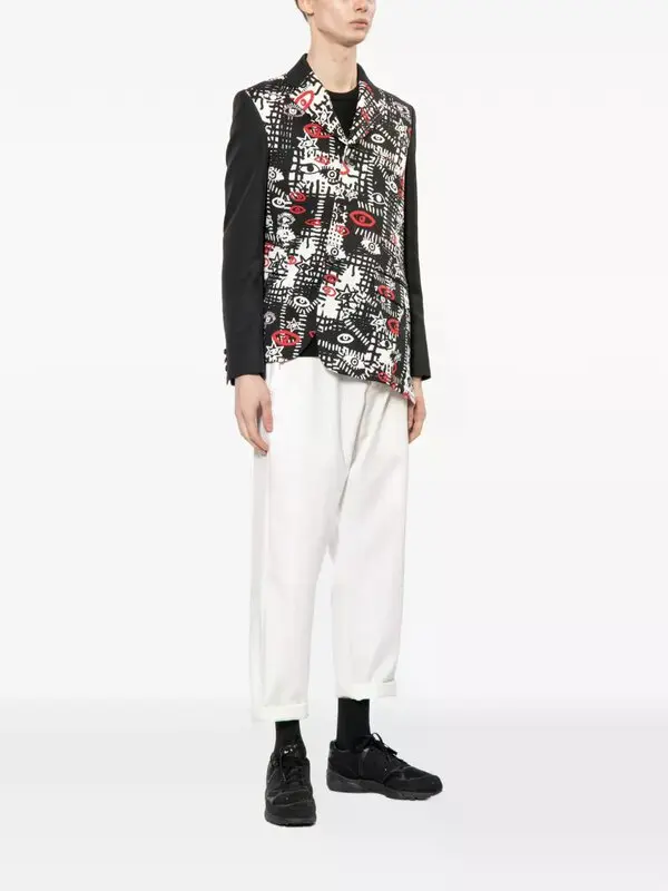 Comme Des Garçons Asymmetric Graphic Print Blazer
