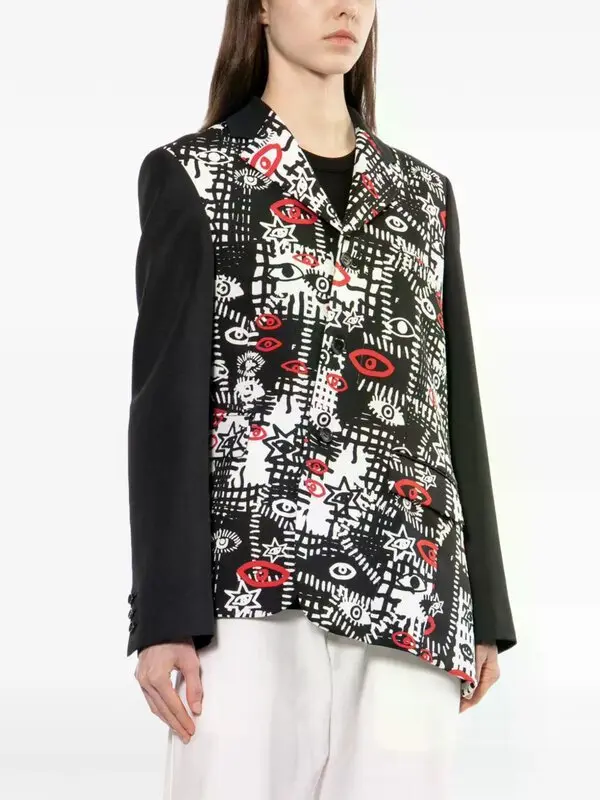 Comme Des Garçons Asymmetric Graphic Print Blazer