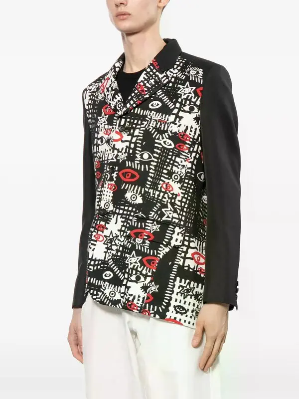 Comme Des Garçons Asymmetric Graphic Print Blazer