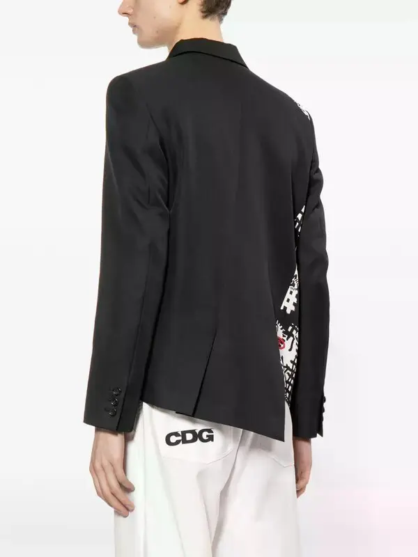 Comme Des Garçons Asymmetric Graphic Print Blazer