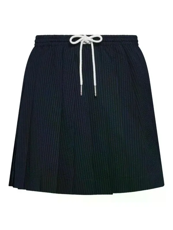 Thom Browne Seersucker Drawstring Pleated Mini Skirt