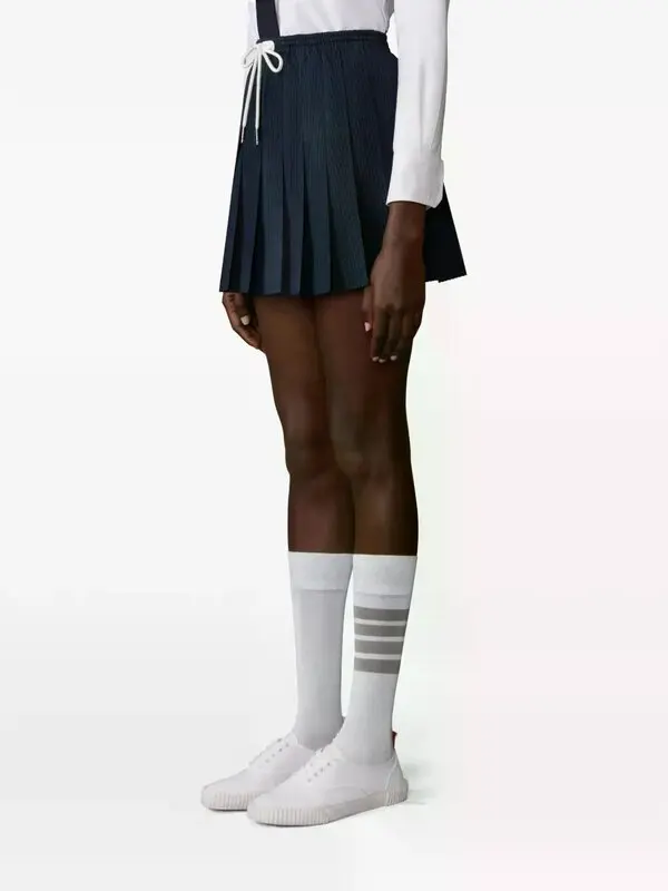 Thom Browne Seersucker Drawstring Pleated Mini Skirt