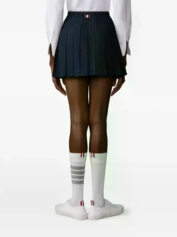 Thom Browne Seersucker Drawstring Pleated Mini Skirt