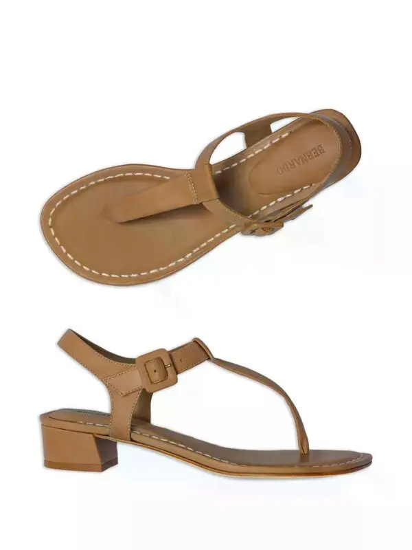 Bernardo Goyara Buckle T-strap Sandals - Neutrals