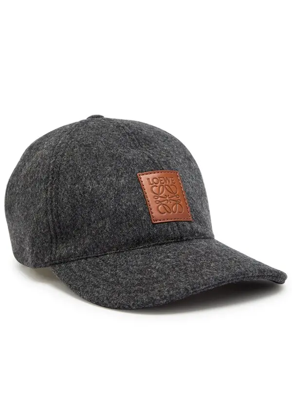 Loewe Anagram Leather And Wool-blend Cap