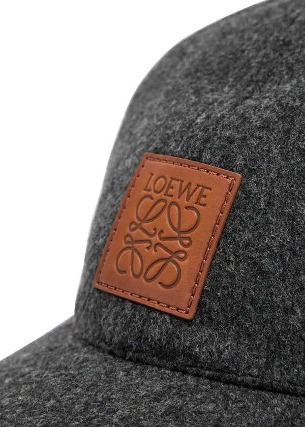 Loewe Anagram Leather And Wool-blend Cap