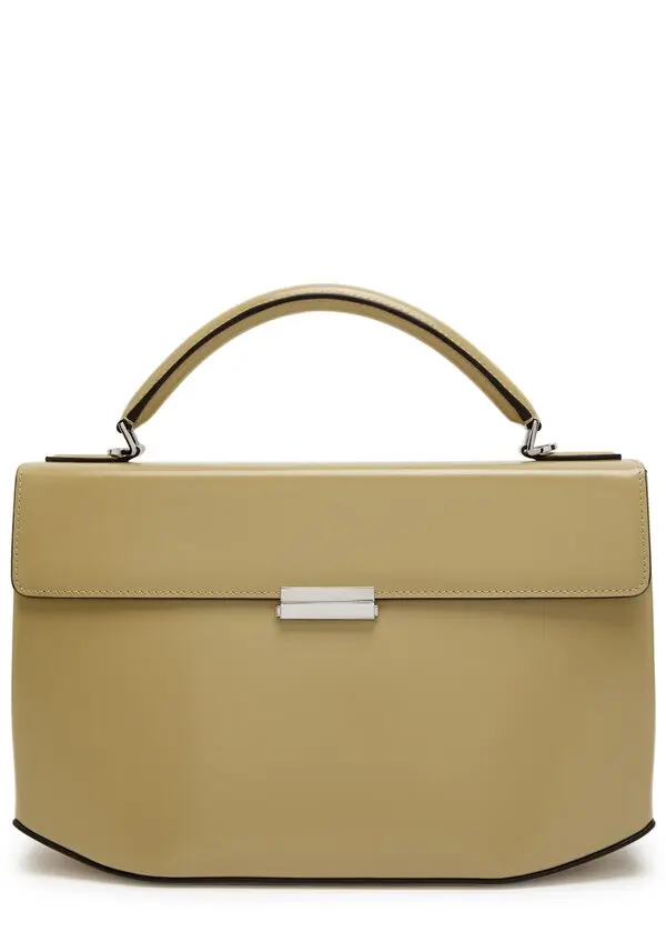 TOTEME Glossed Leather Top Handle Bag - Beige