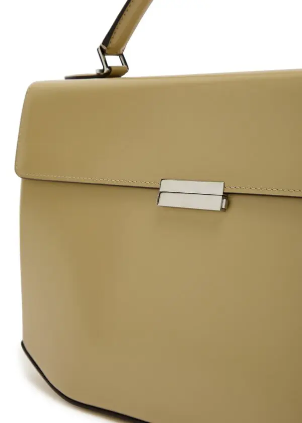 TOTEME Glossed Leather Top Handle Bag - Beige
