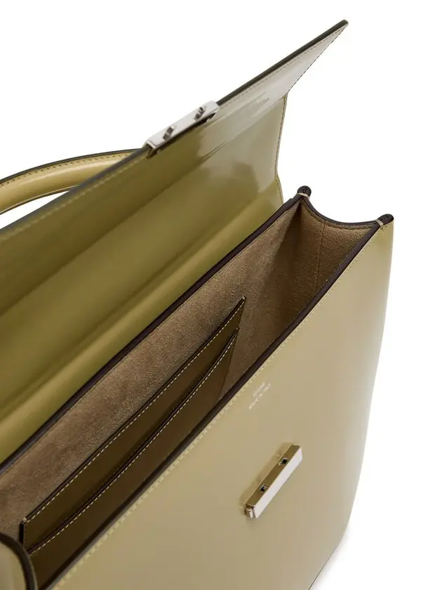 TOTEME Glossed Leather Top Handle Bag - Beige
