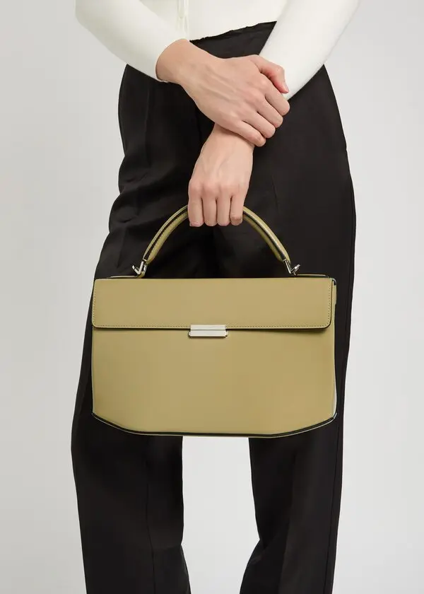 TOTEME Glossed Leather Top Handle Bag - Beige
