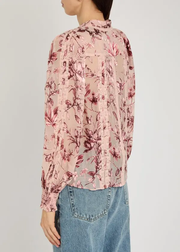 Alice + Olivia Arlette Devoré Chiffon Blouse