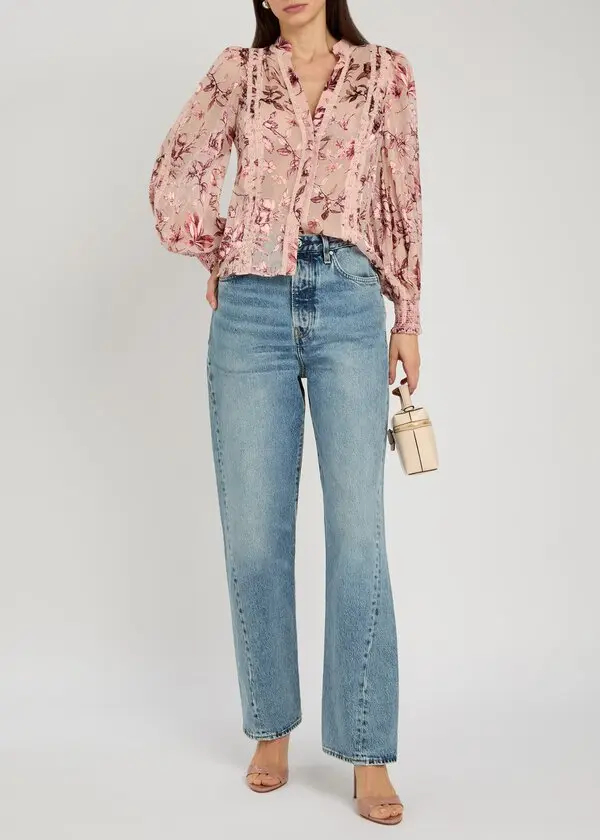 Alice + Olivia Arlette Devoré Chiffon Blouse