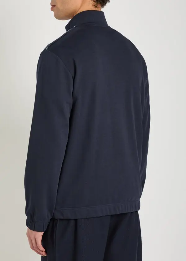 Emporio Armani Logo-embroidered Half-zip Cotton-blend Sweatshirt