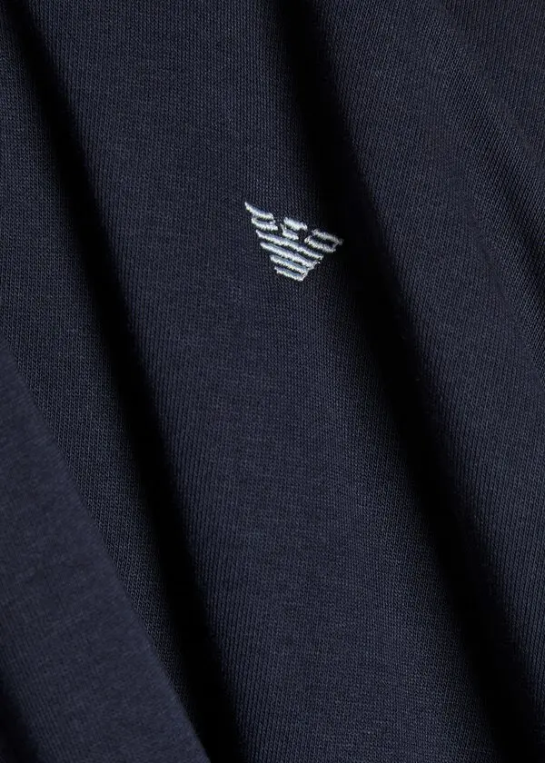 Emporio Armani Logo-embroidered Half-zip Cotton-blend Sweatshirt