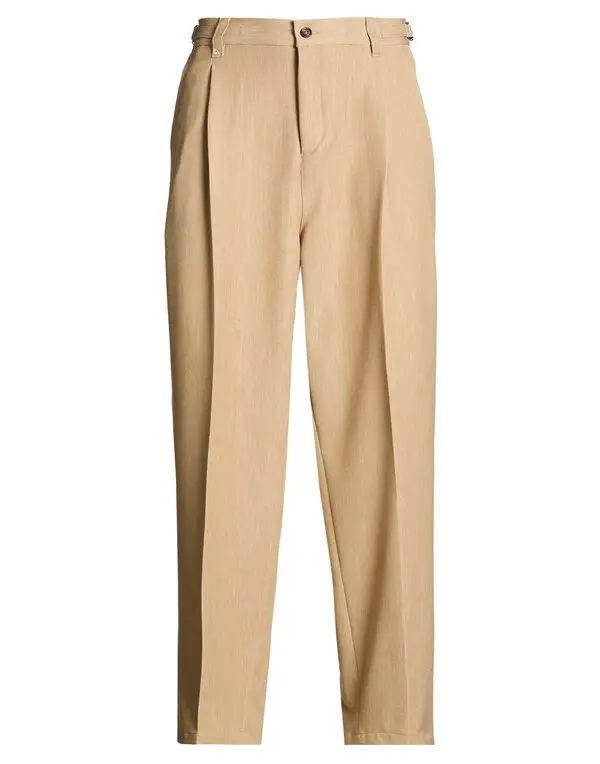 BERNA Twill Tailored Straight Leg Pants - Beige