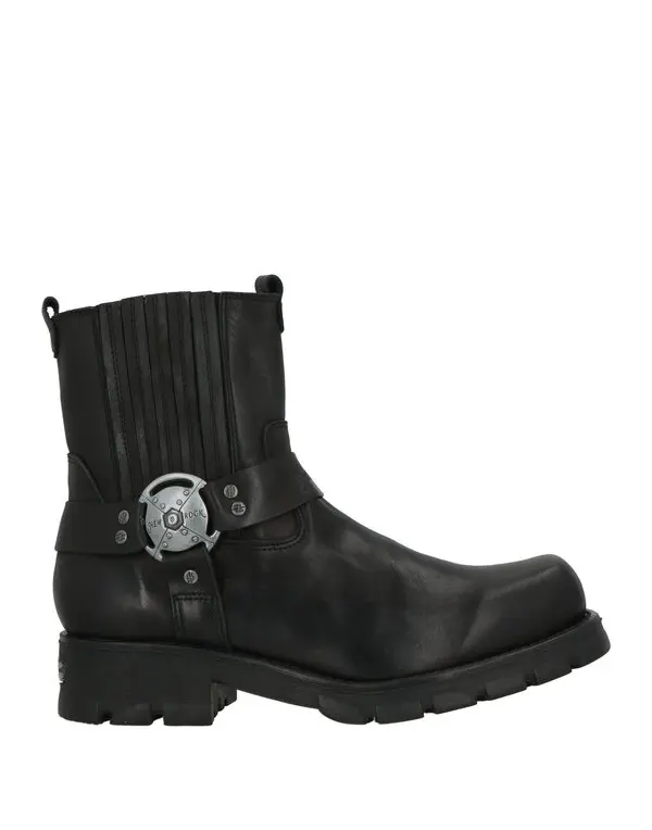NEW ROCK Leather Biker Ankle Boots