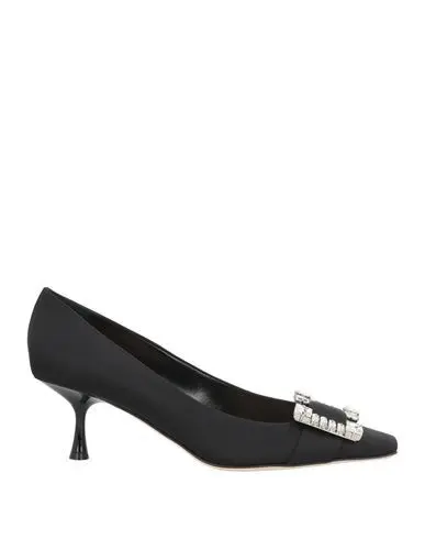 SERGIO ROSSI Satin Pumps With Crystal Appliqués
