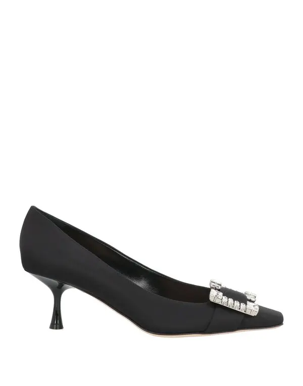 SERGIO ROSSI Satin Pumps With Crystal Appliqués