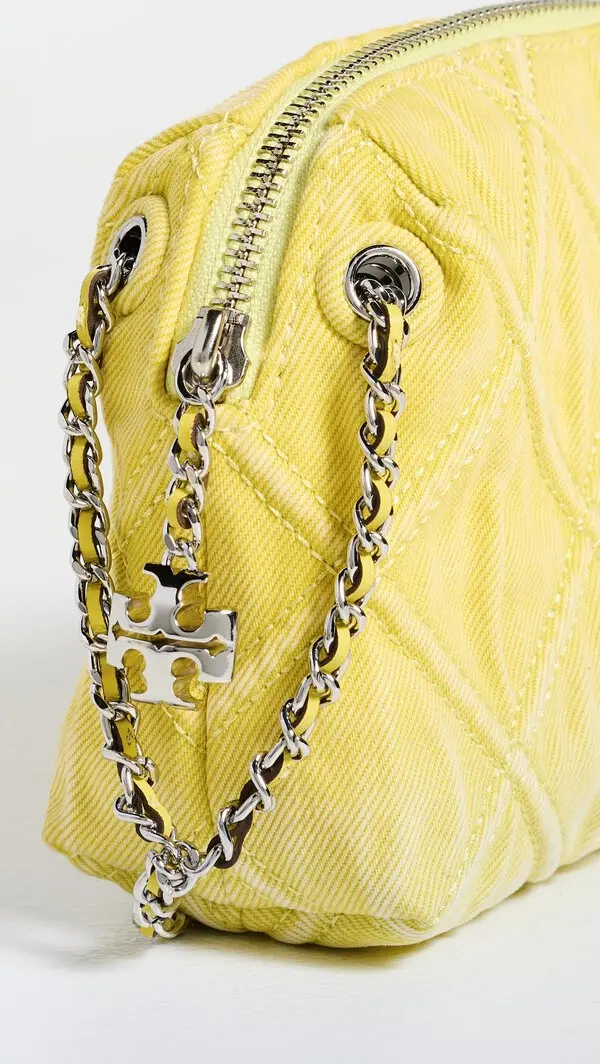 Tory Burch Fleming Denim Soft Crossbody Bag - Yellow