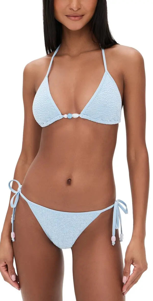 Hunza G Gina Beaded Bikini Set - Metallic Ice Blue