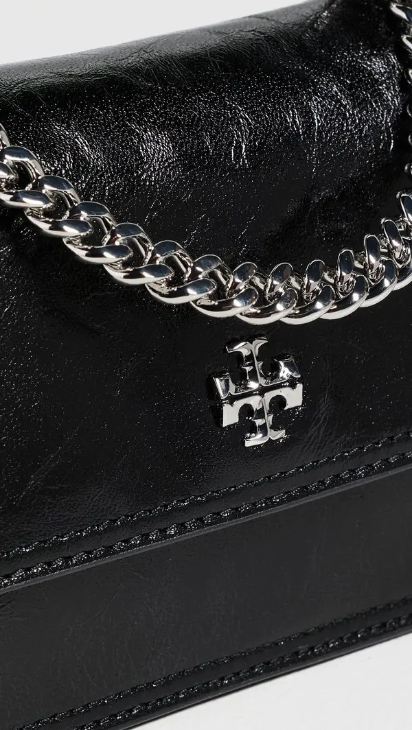 Tory Burch Kira Deconstructed Mini Top Handle Chain Wallet - Black