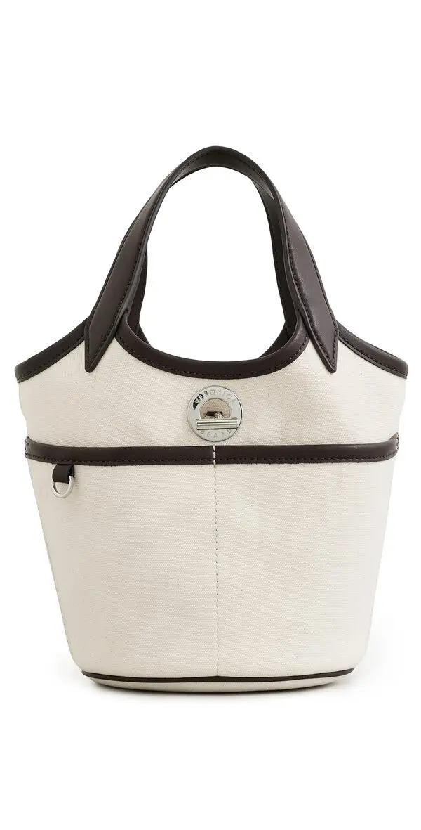 Veronica Beard Canvas Anchor Bucket Bag - Espresso/ecru