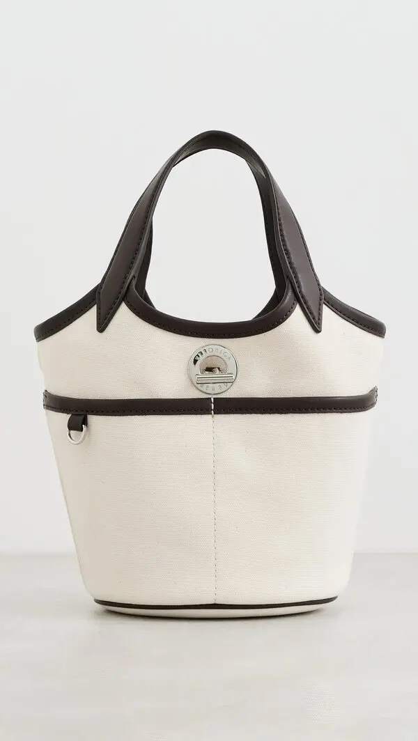 Veronica Beard Canvas Anchor Bucket Bag - Espresso/ecru