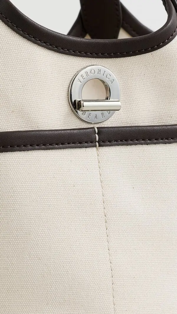 Veronica Beard Canvas Anchor Bucket Bag - Espresso/ecru