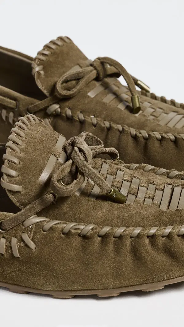 Free People Misty Suede Moccasins - Olive Suede