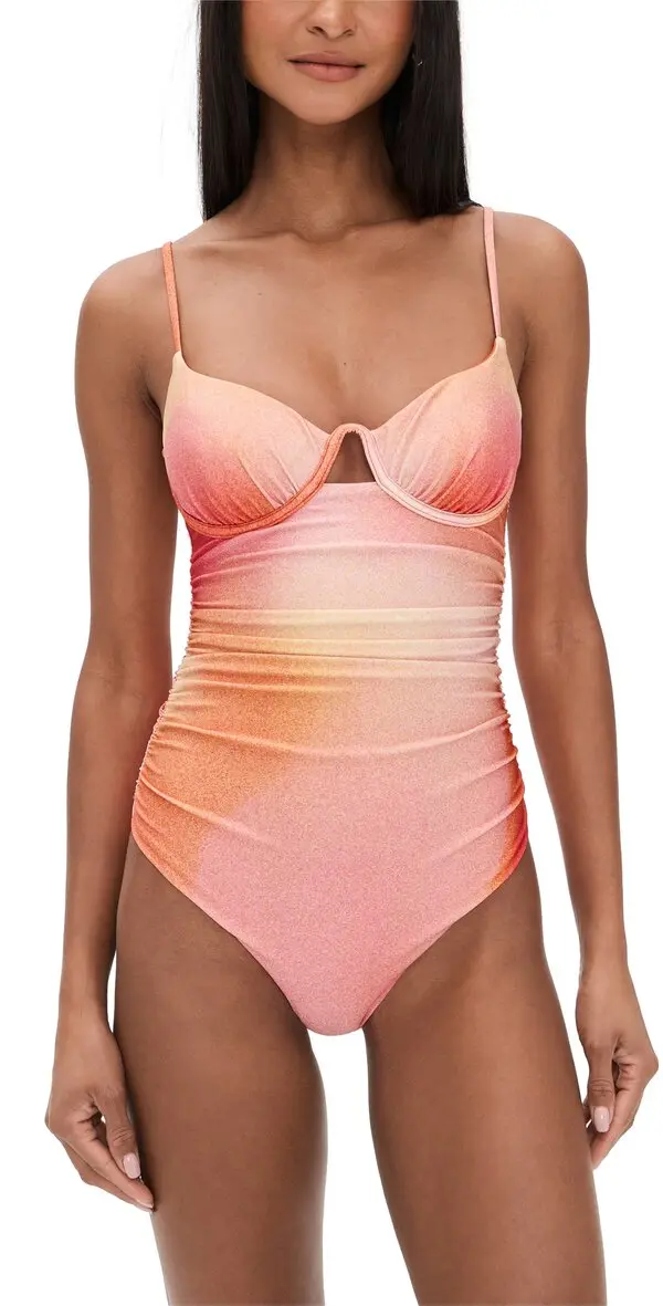 Simkhai Laine Ruched One Piece - Golden Hour Sunset